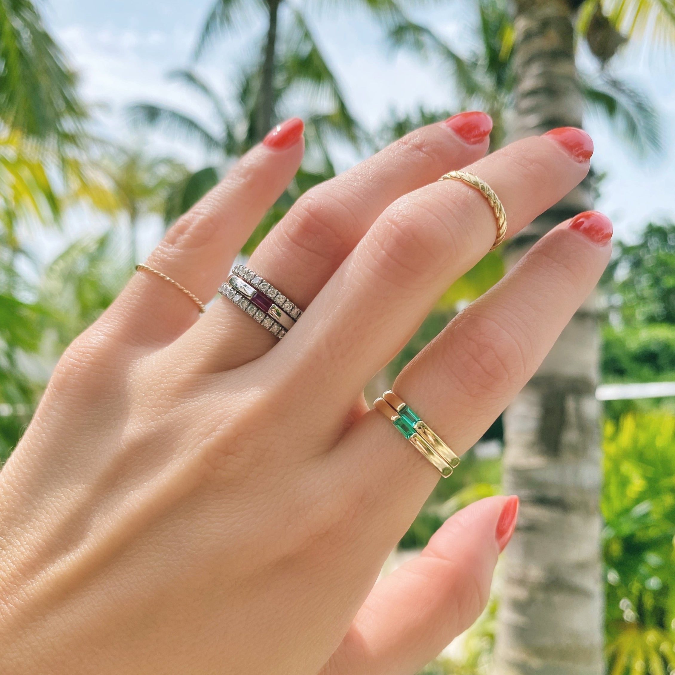 Krieger Collection | Single 2x4 Baguette Colored Stone Band